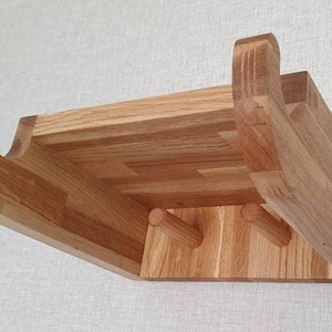 Handmade Solid Oak Wall Mounted Bike Rack With Storage Shelf - Etsy