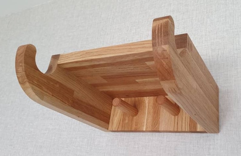 Handmade Solid Oak Wall Mounted Bike Rack With Storage Shelf - Etsy