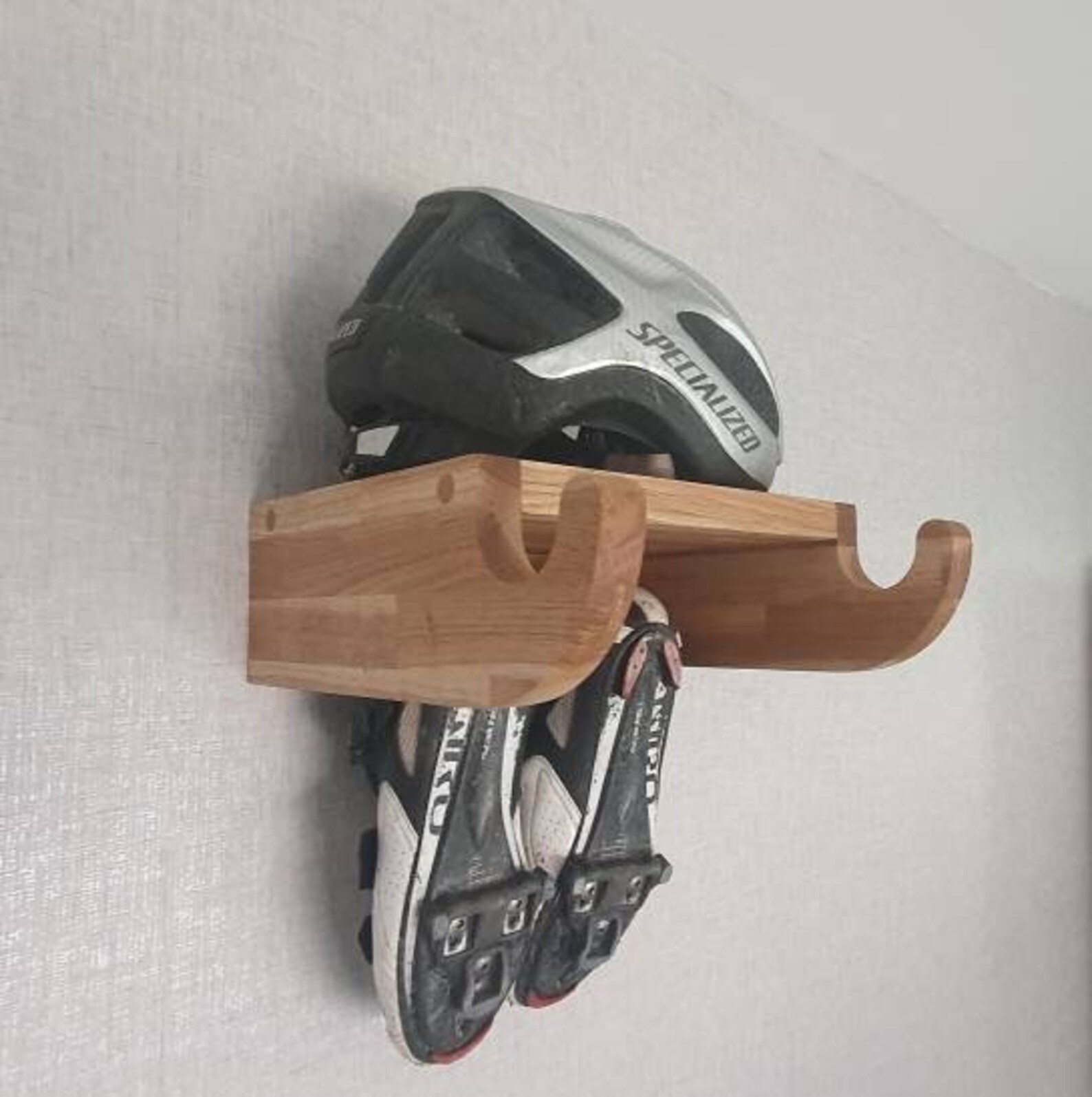 Handmade Solid Oak Wall Mounted Bike Rack With Storage Shelf - Etsy