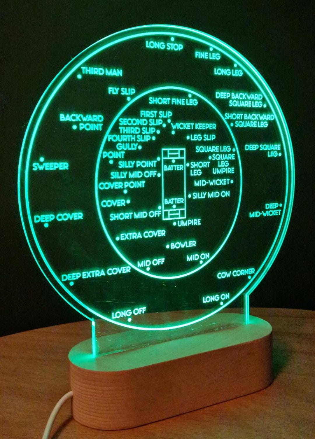 LED Cricket Fielding Positions Lamp, Personalised Cricket Gifts ...