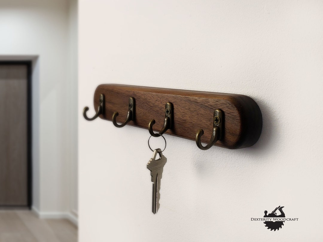 Walnut Key Holder Key Hooks Wall Key Holder Key Organizer - Etsy Canada
