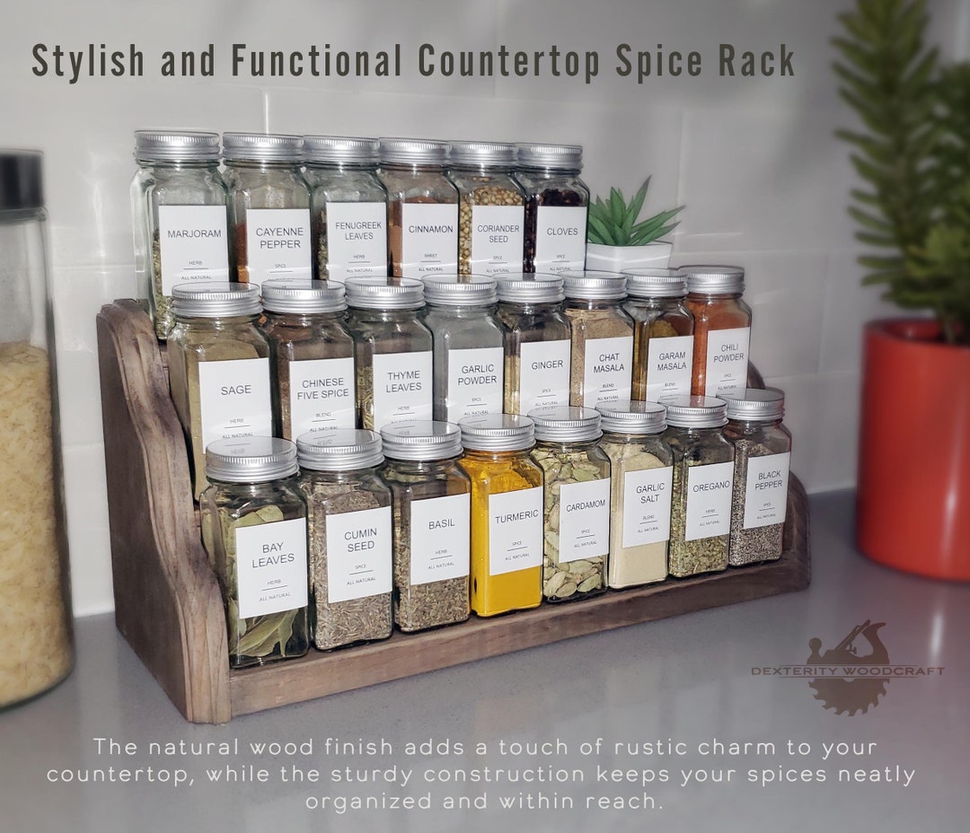 Handmade Countertop Wooden Spice Rack, Spice Holder, Spice Organizer ...
