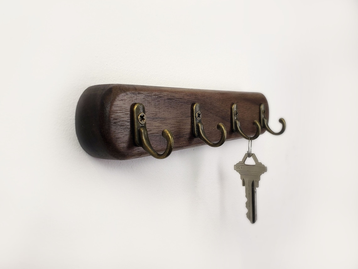 Walnut Key Holder, Key Hooks, Wall Key Holder, Key Organizer, Wall ...