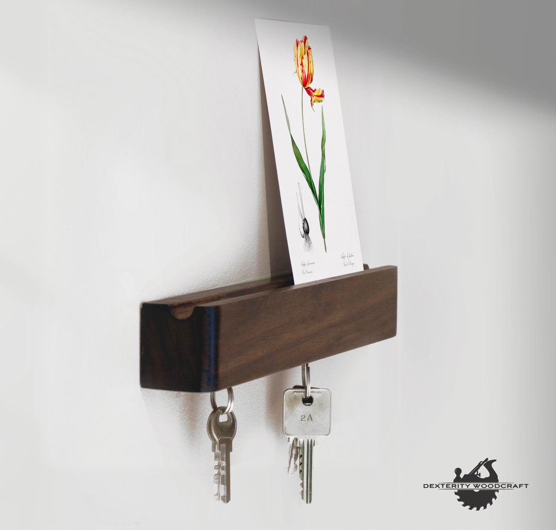 Magnetic Walnut Key Holder, Key Holder for Wall, Wall Mounted, Home ...