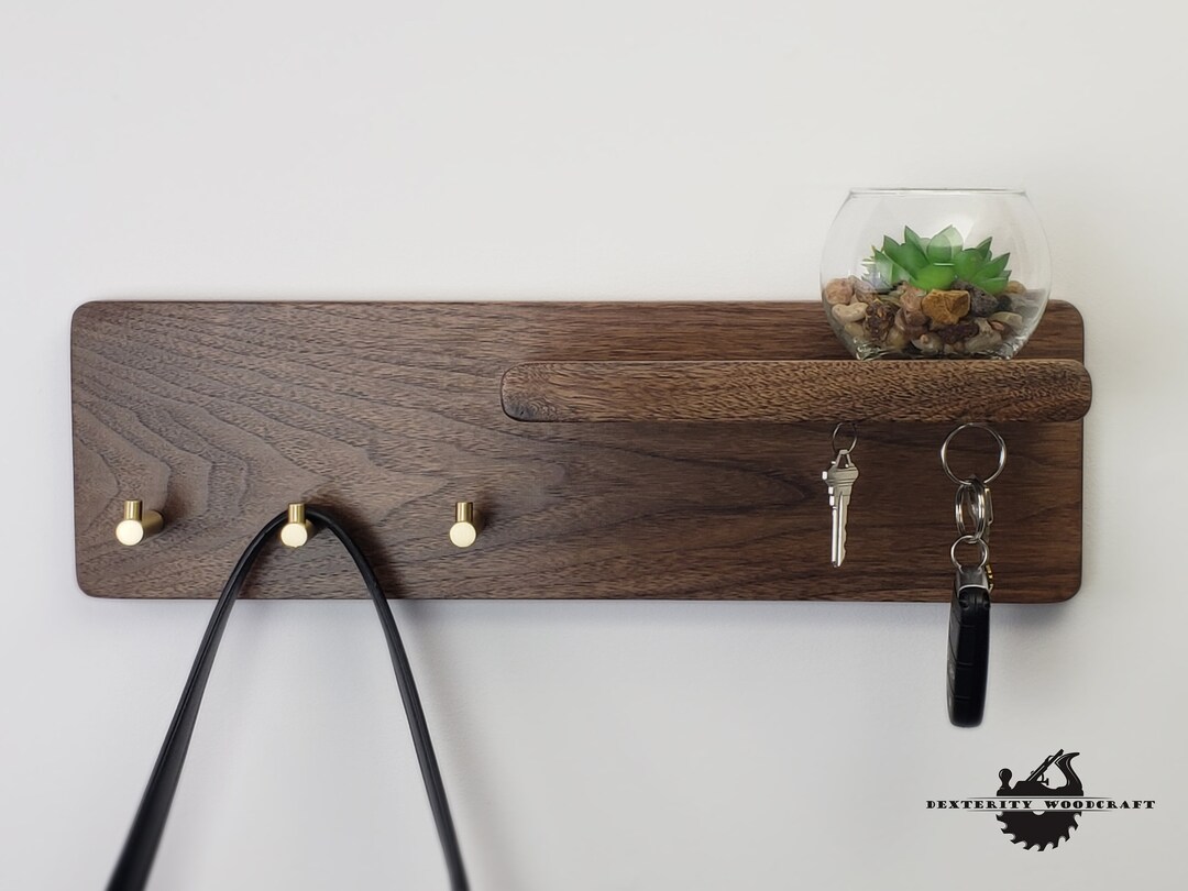 Entryway Mail Key Organizer Walnut Key Hook Walnut Entryway - Etsy
