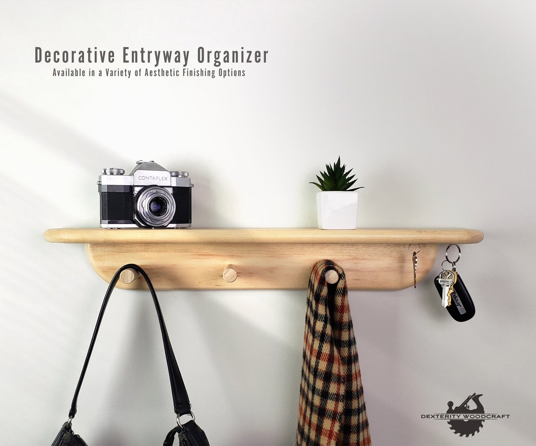 Wood Entryway Organizer, Entryway Shelf, Key Holder, Wall Mount Key ...