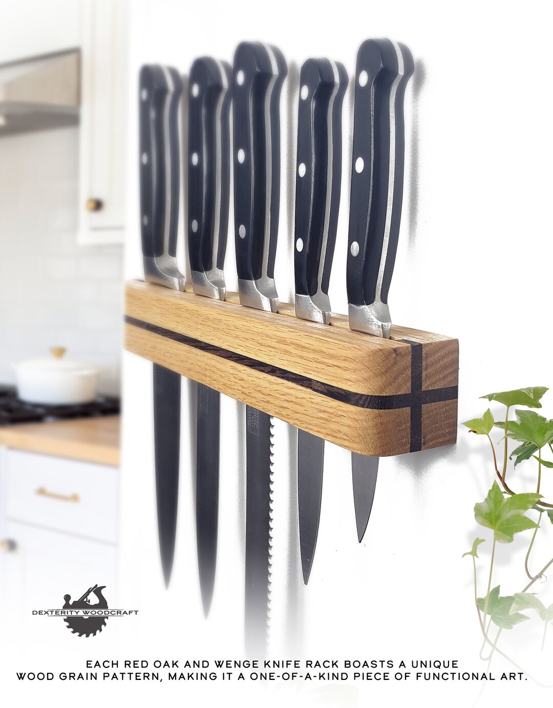 Wood Knife Rack - Wall Mount Knife Holder - Wooden Knife Block ...