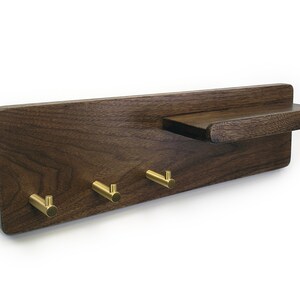 Solid Walnut Key Hook Entryway Organizer, Walnut Entryway Organizer ...