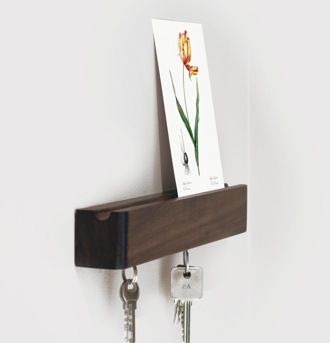 Magnetic Walnut Key Holder, Key Holder for Wall, Wall Mounted, Home ...