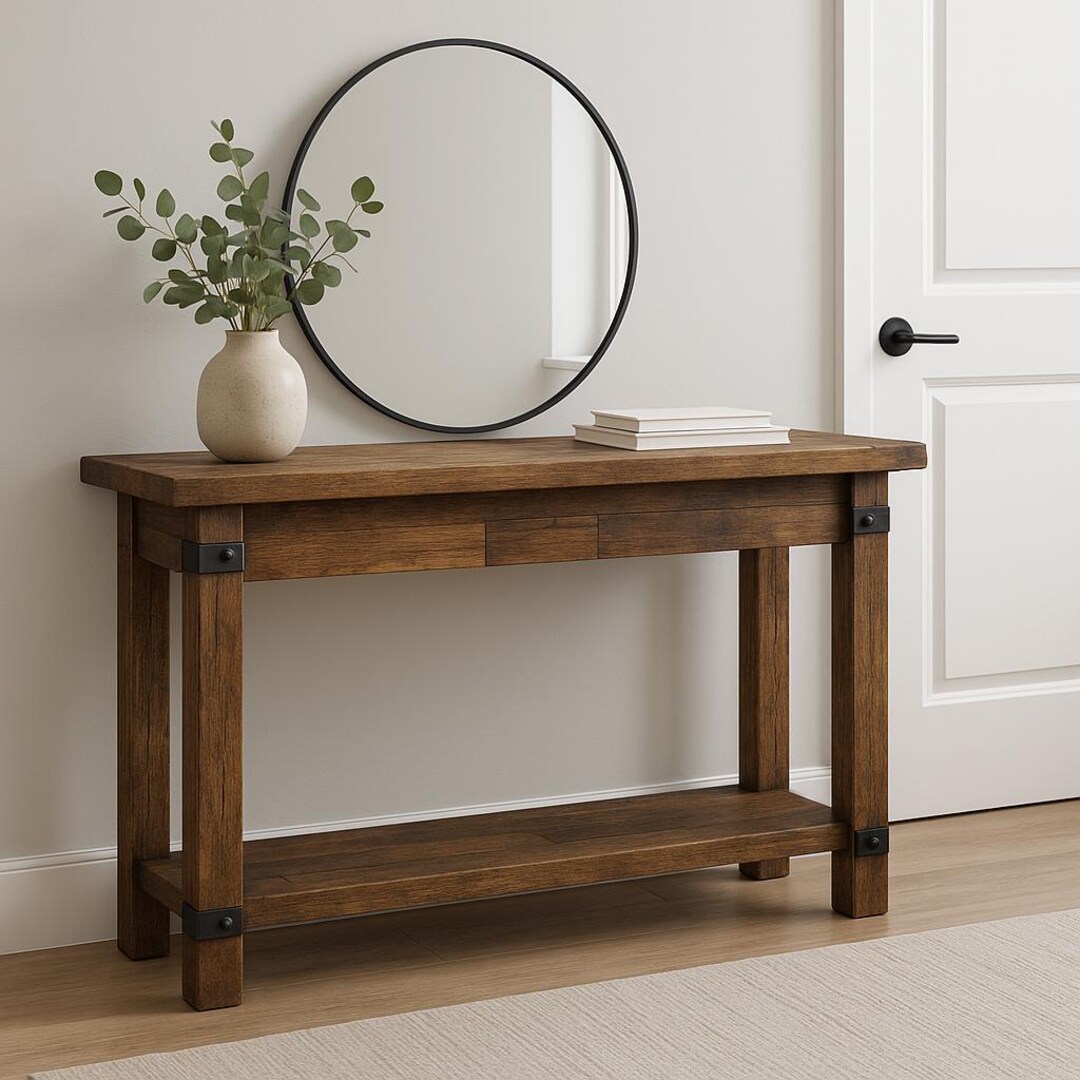 Rustic Wood Console Table for Entryway, Rustic Console Table Custom ...