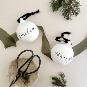 Personalised Calligraphy Bauble Ceramic Bauble Name Bauble Christmas ...