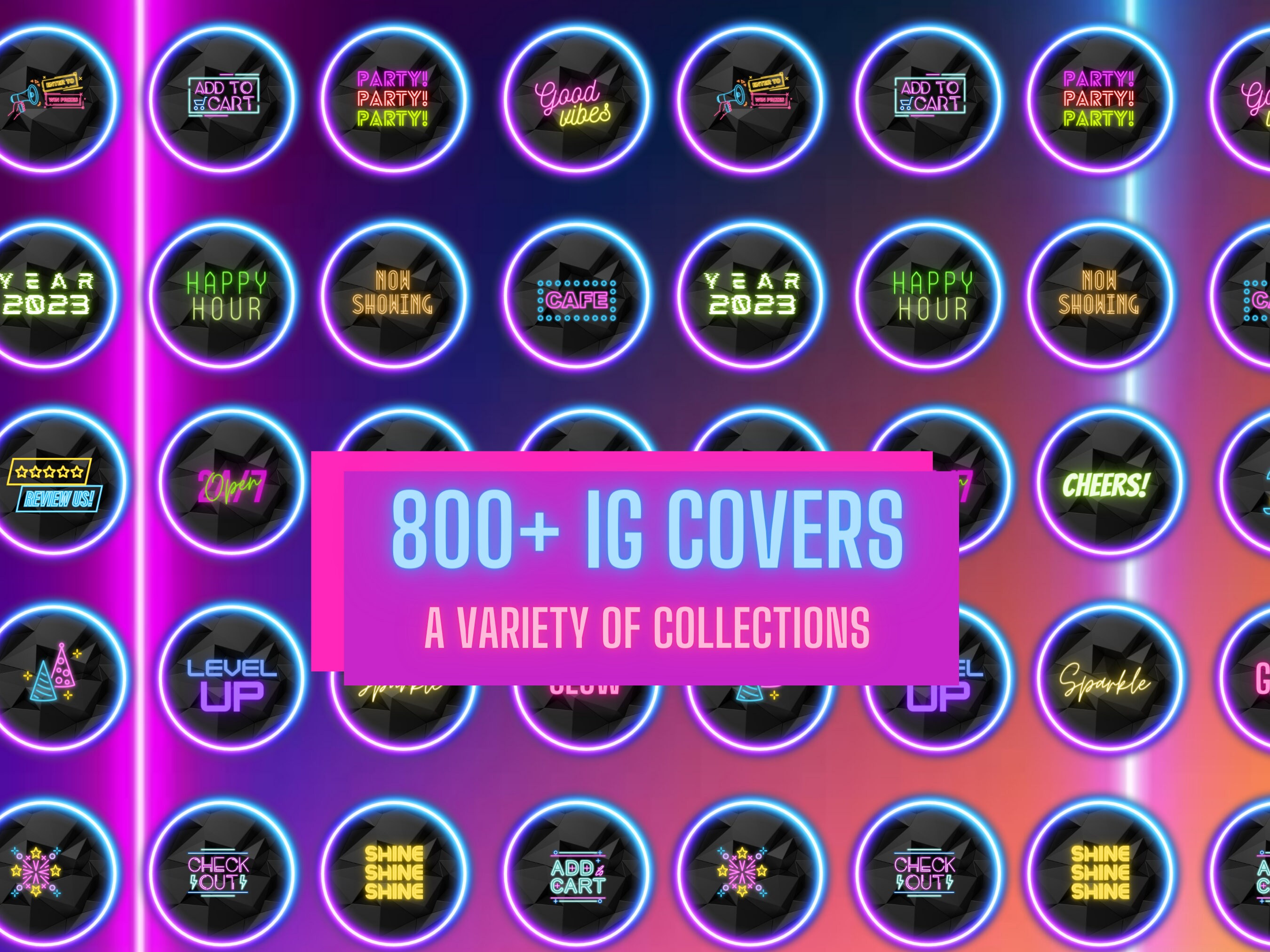 Neon Instagram Highlight Covers, Instagram Highlight Icon, IG Story ...