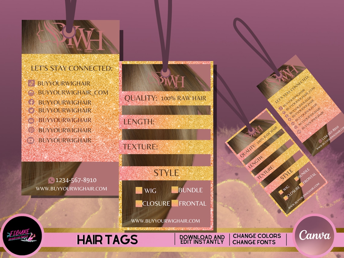 DIY Hair Hangtag & Bundle Wrap Design, Hair Bundle Hangtag, Hair ...