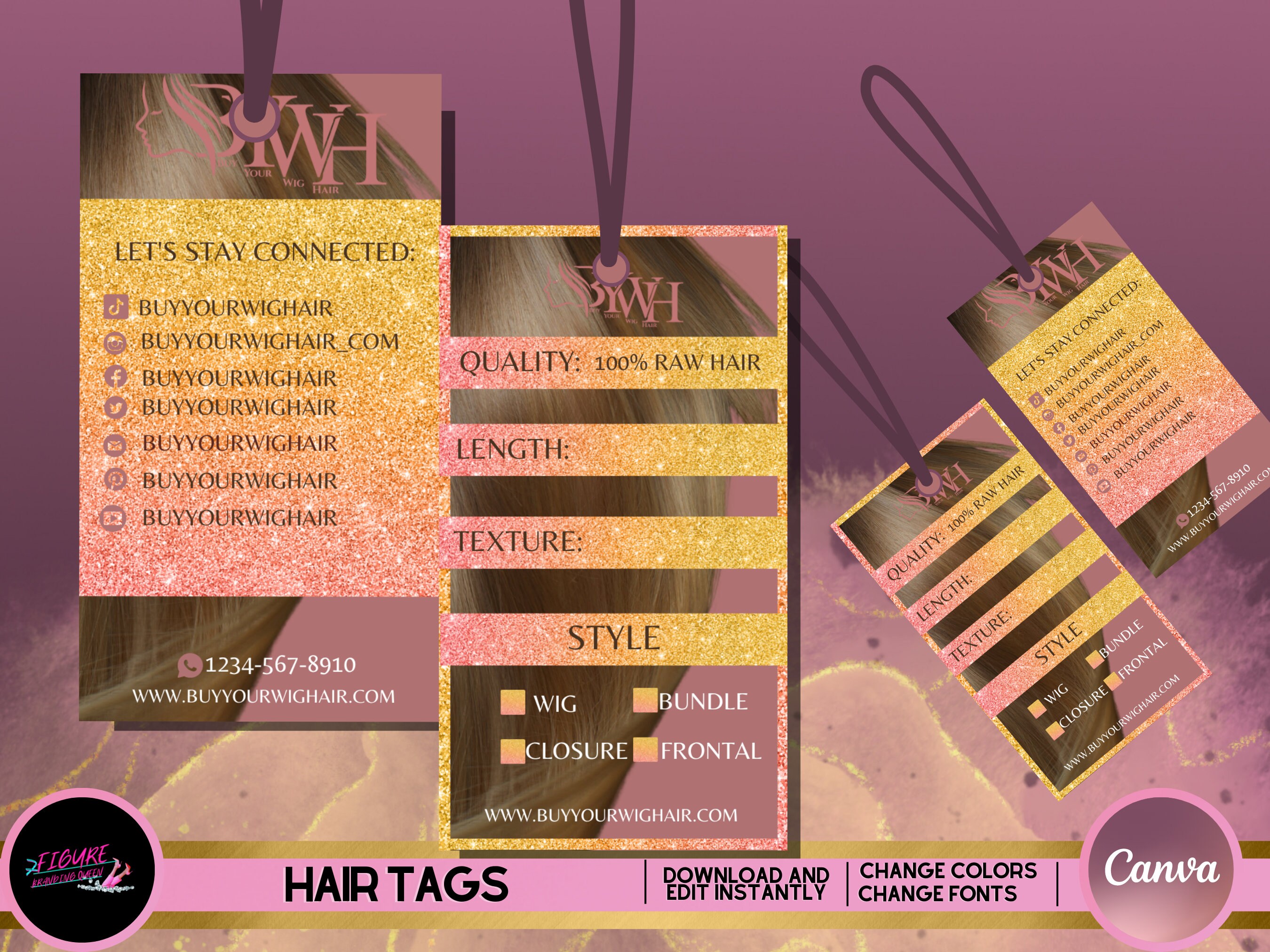 DIY Hair Hangtag & Bundle Wrap Design, Hair Bundle Hangtag, Hair ...