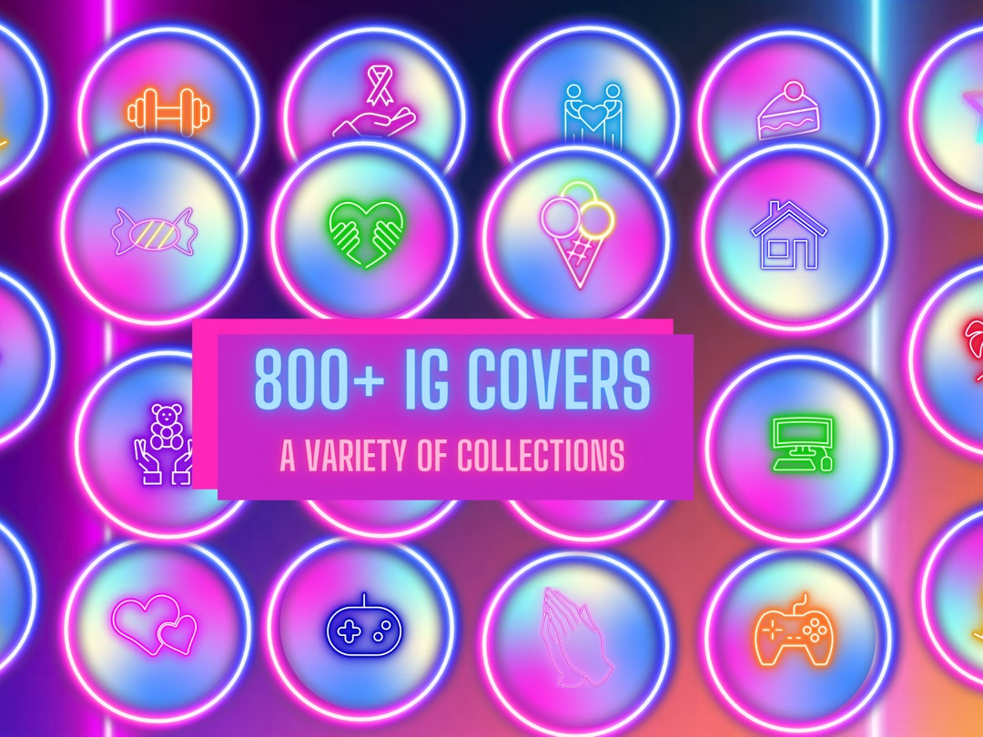Neon Instagram Highlight Covers, Instagram Highlight Icon, IG Story ...