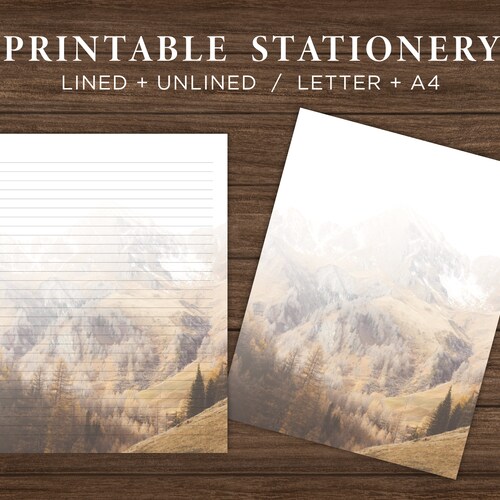 Fall Autumn Trees Mountain Printable Writing Paper Stationary - Etsy