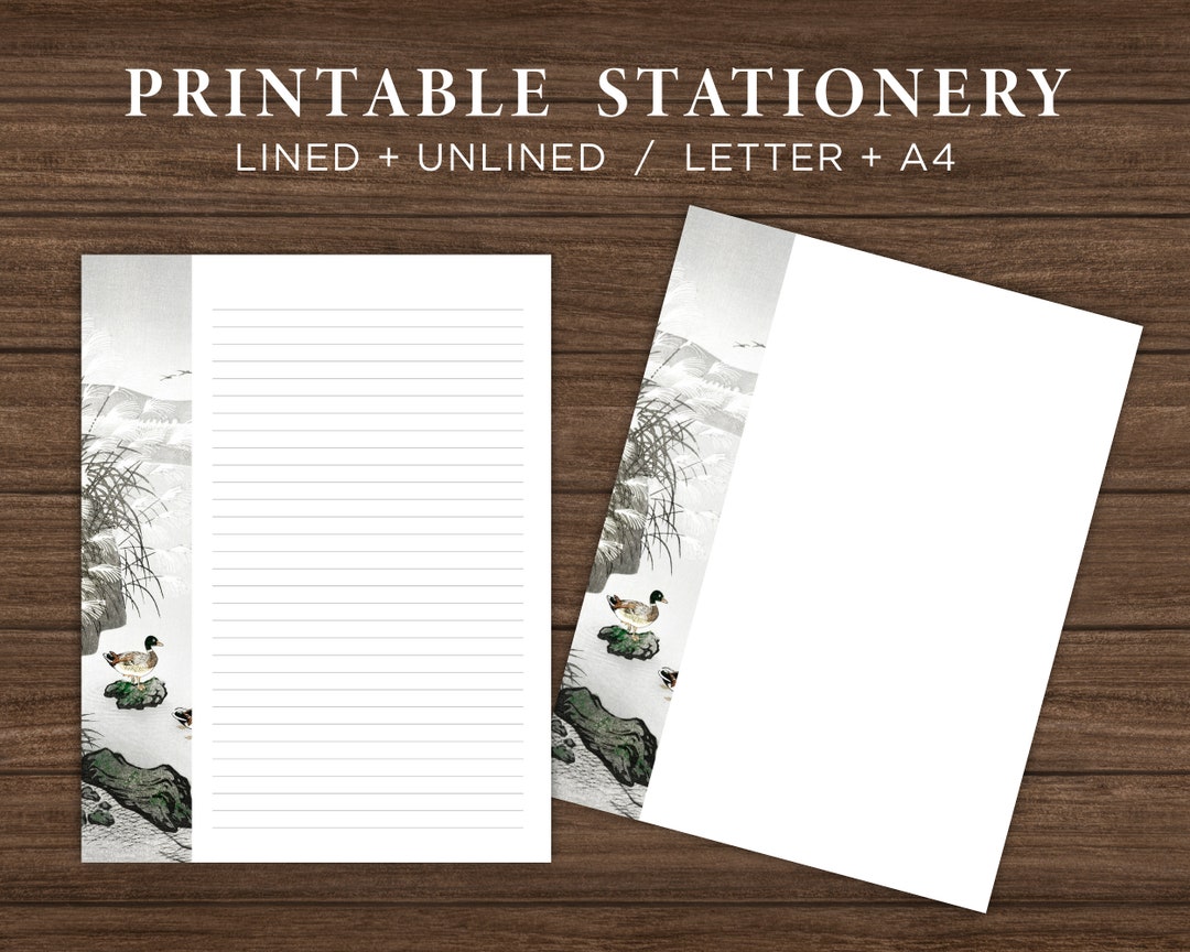 Mallard Duck Woodblock Print Printable Writing Paper / Printable Letter ...