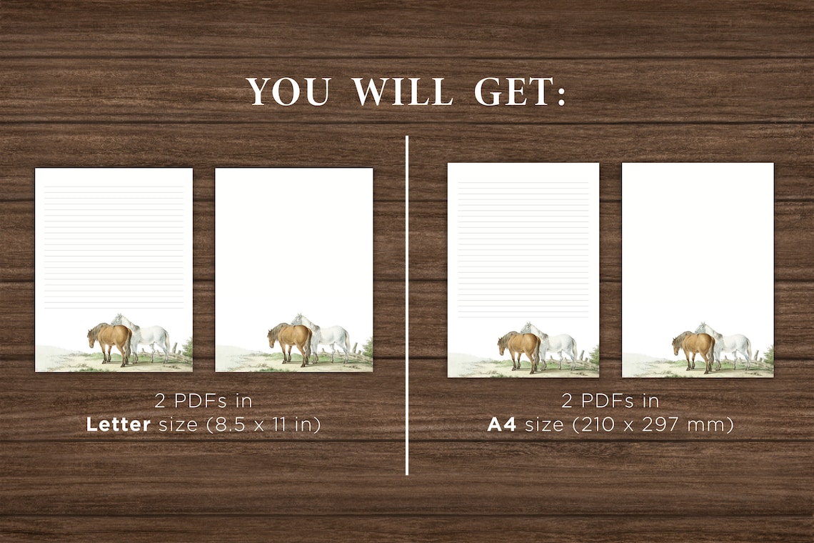 Horses Printable Stationery / Horse Printable Stationary Paper / Animal ...