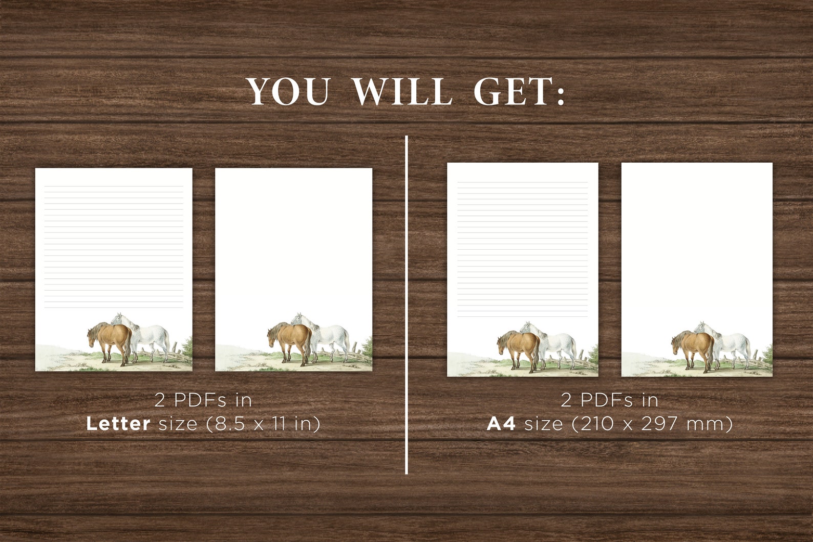 Horses Printable Stationery / Horse Printable Stationary Paper / Animal ...