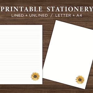 Sunflower Printable Stationery / Flower Printable Stationary - Etsy Canada