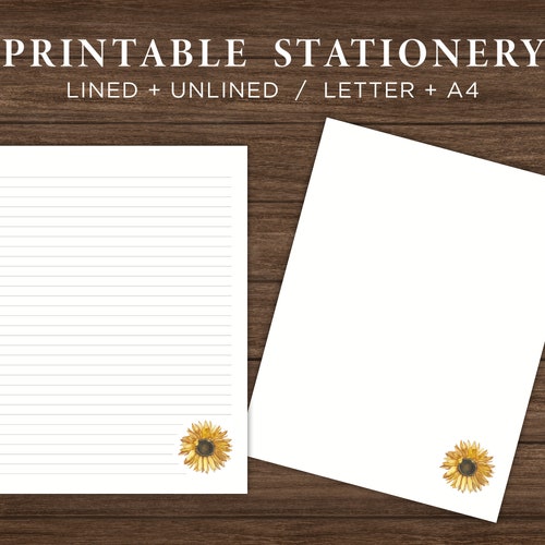 Sunflower Printable Stationery / Flower Printable Stationary - Etsy Canada
