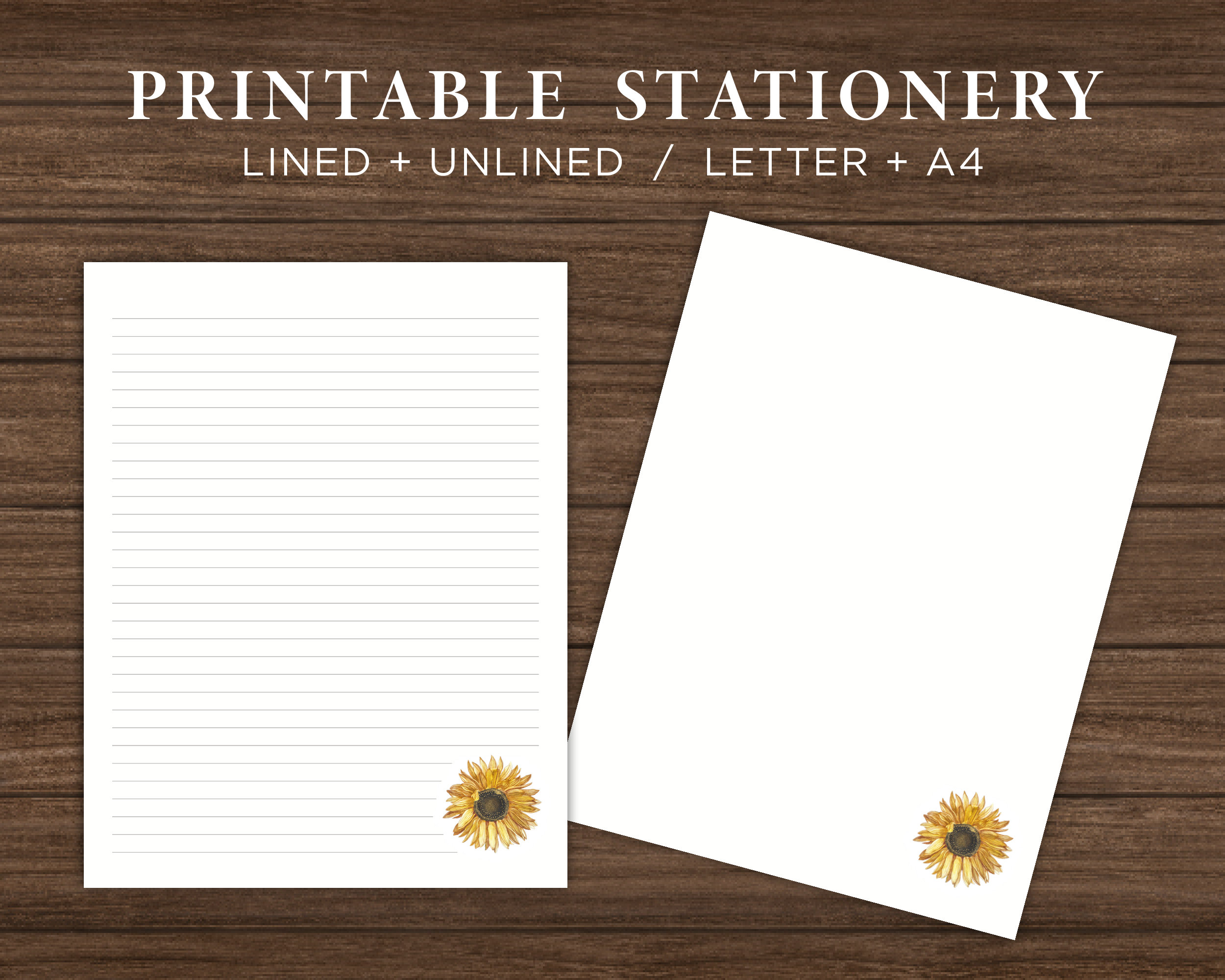 Sunflower Printable Stationery / Flower Printable Stationary Paper ...