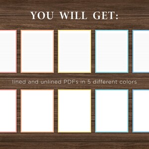 Colored Borders Printable Stationery Set / Rainbow Printable Stationary ...