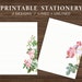 Pink Roses Printable Stationery Set / Floral Printable Stationary Paper ...