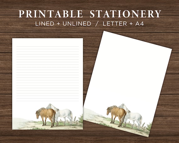 Horses Printable Stationery / Horse Printable Stationary Paper | Etsy