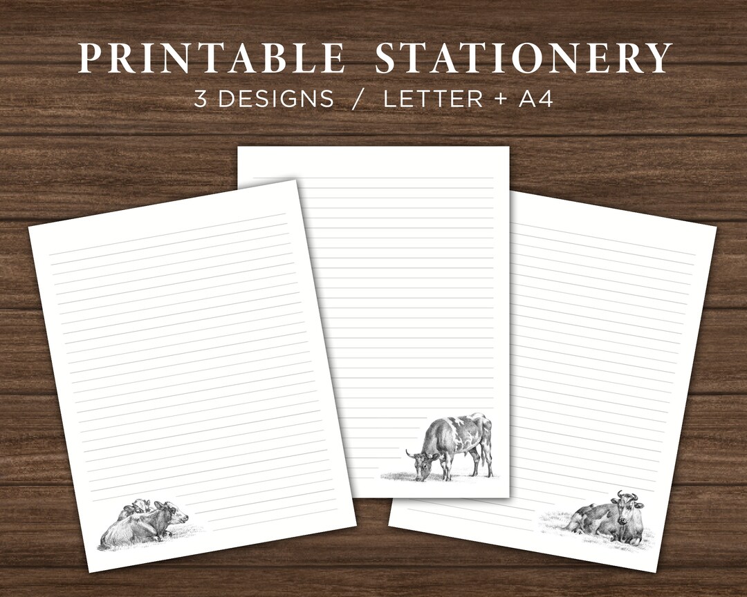Cows & Bulls Printable Stationery Paper / Cow Printable Stationary Set ...