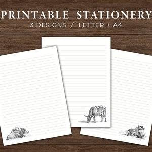 Cows & Bulls Printable Stationery Paper / Cow Printable Stationary Set ...