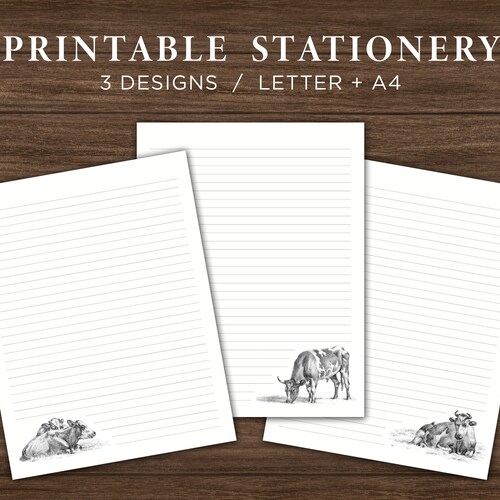 Cows & Bulls Printable Stationery Paper / Cow Printable | Etsy