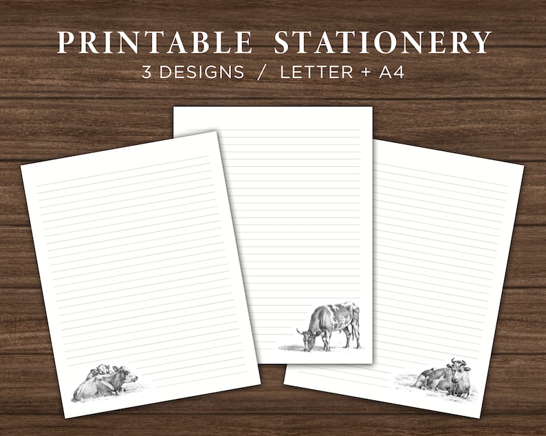 Cows & Bulls Printable Stationery Paper / Cow Printable Stationary Set ...