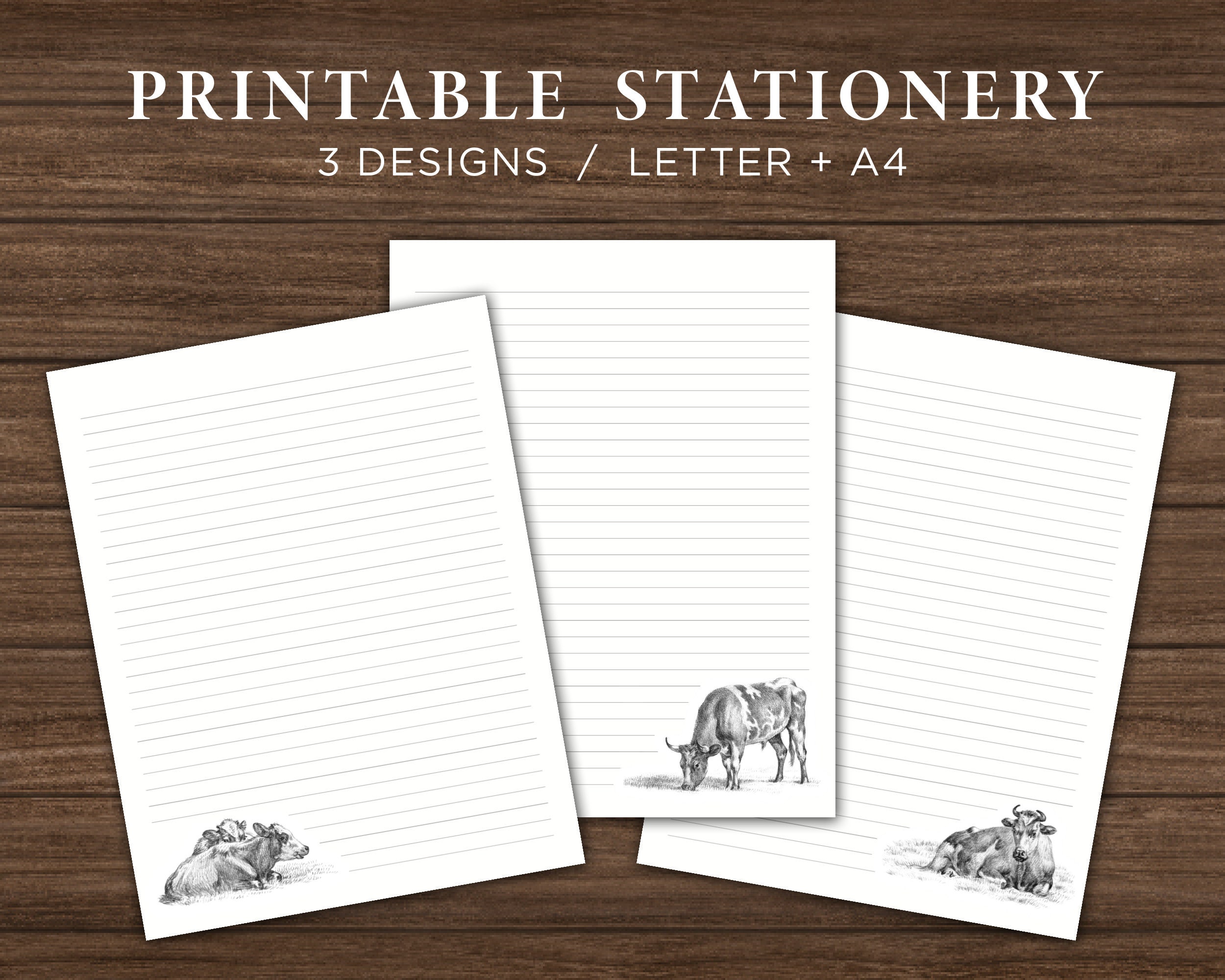 Cows & Bulls Printable Stationery Paper / Cow Printable Stationary Set ...