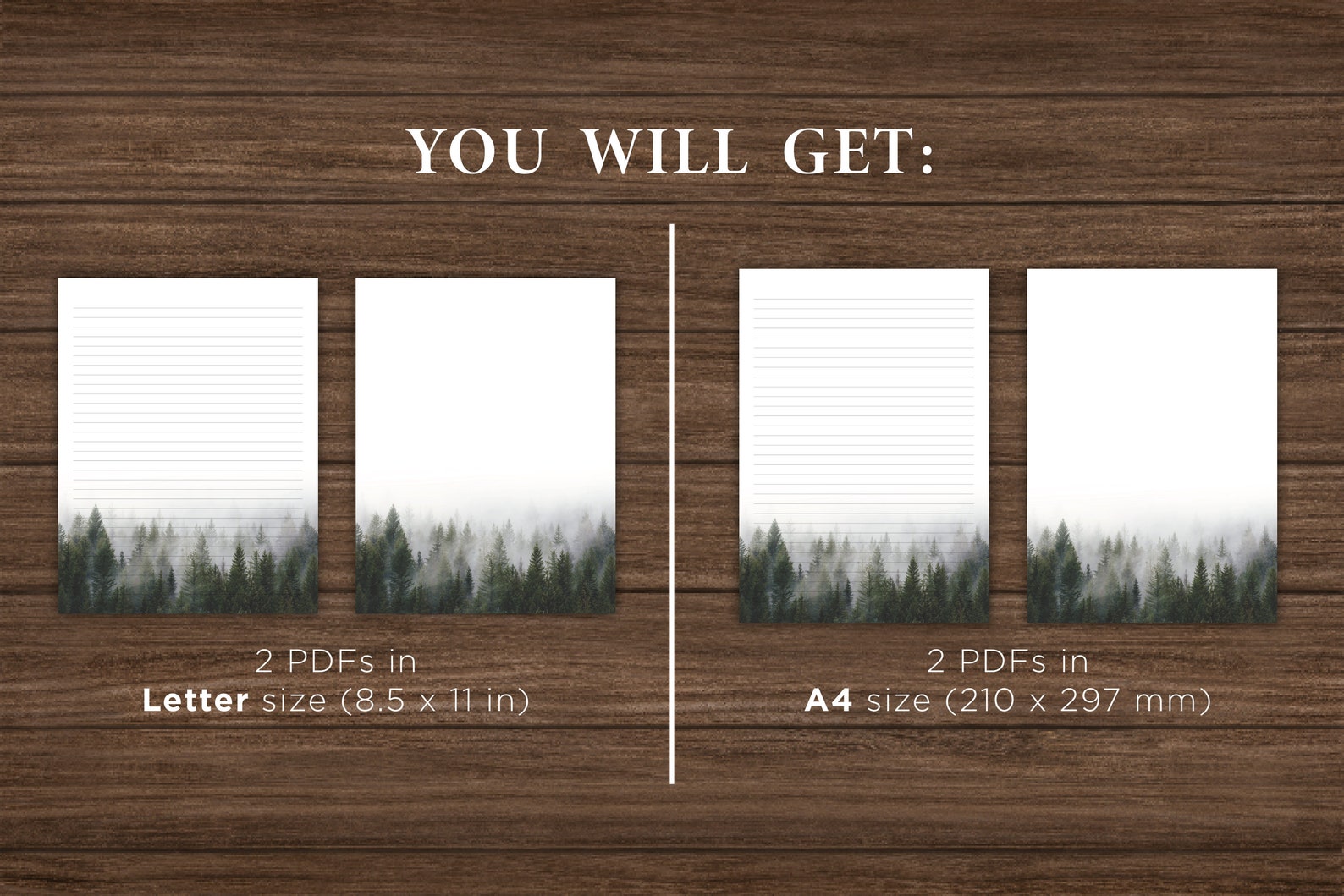 Forest Printable Stationery Paper / Trees Printable Stationary Paper ...