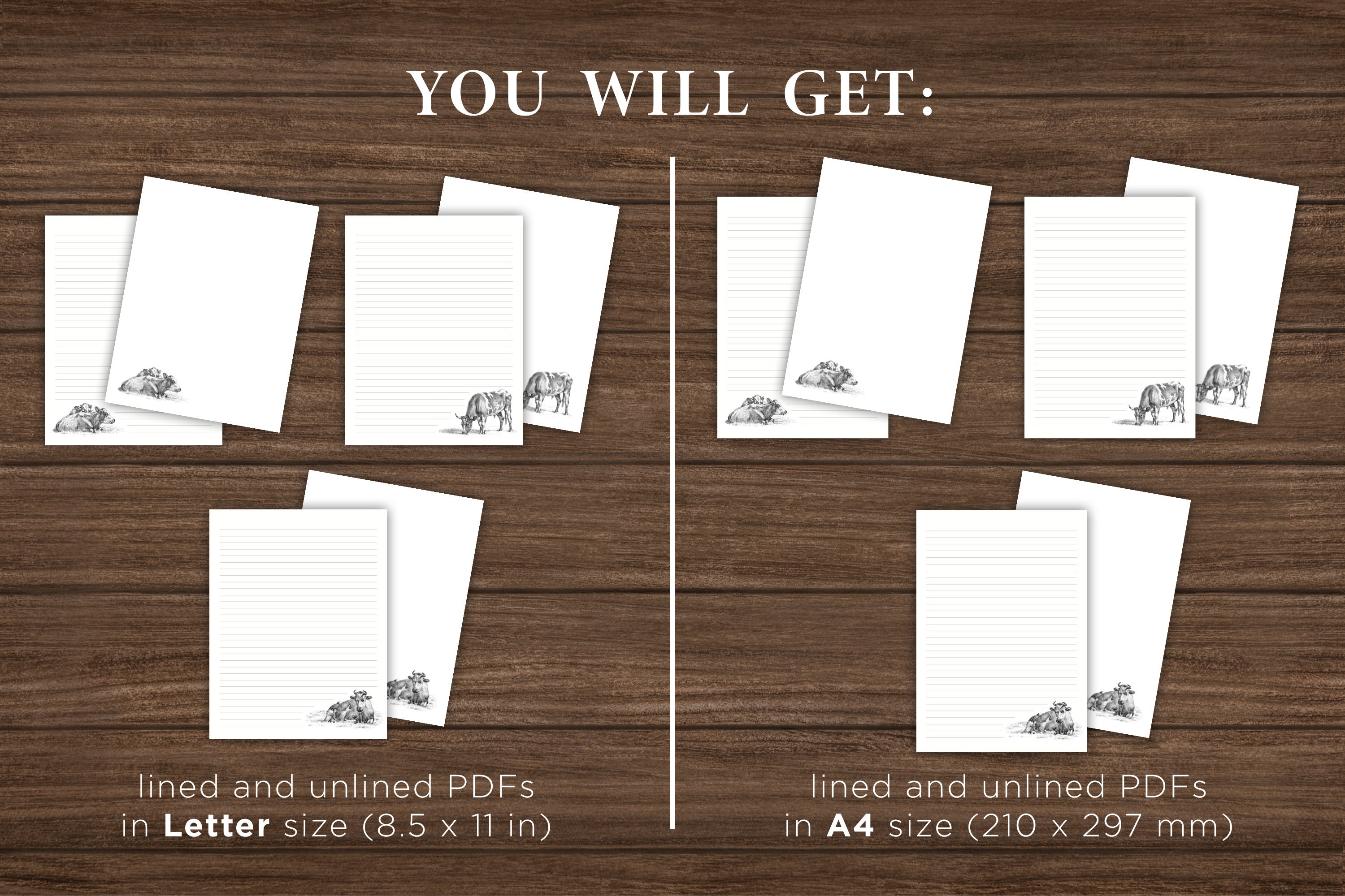 Cows & Bulls Printable Stationery Paper / Cow Printable Stationary Set ...