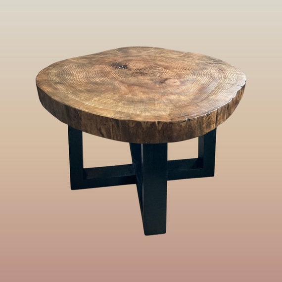 Wooden Round Coffee Table Handcrafted With Tree Slice Made | Etsy