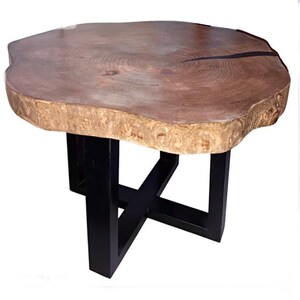 Wooden Round Coffee Table Handcrafted With Tree Slice Made | Etsy