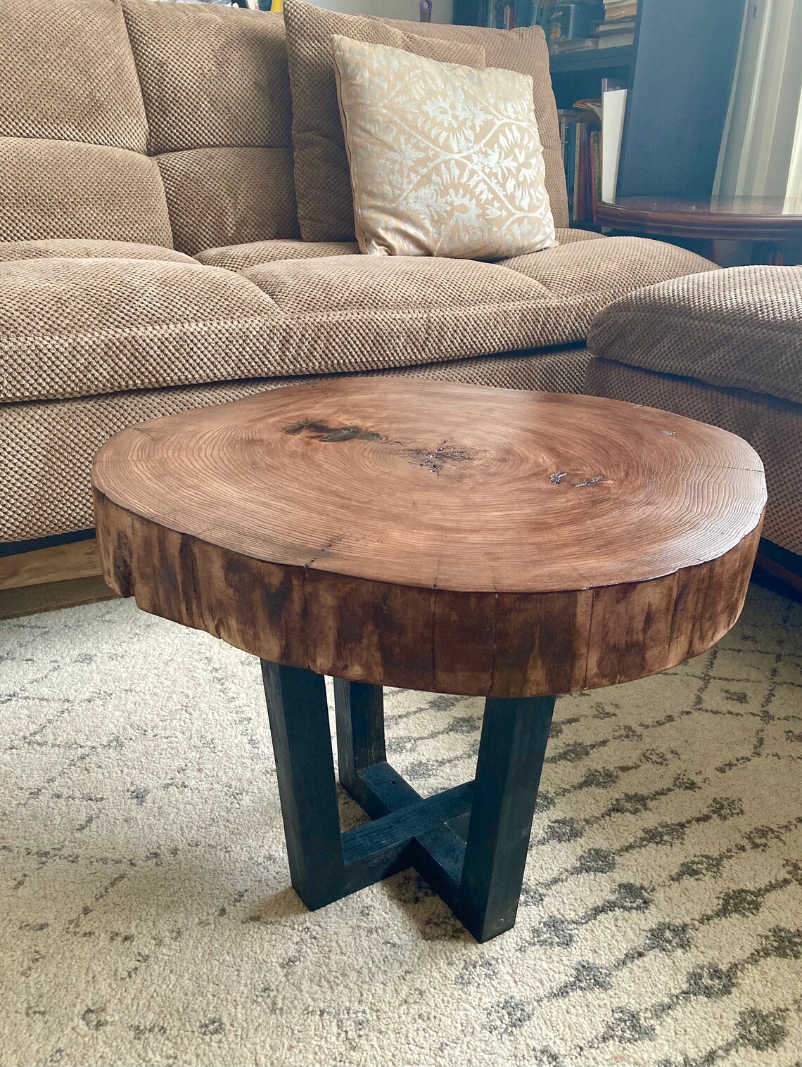 Wooden Round Coffee Table Handcrafted With Tree Slice Made | Etsy