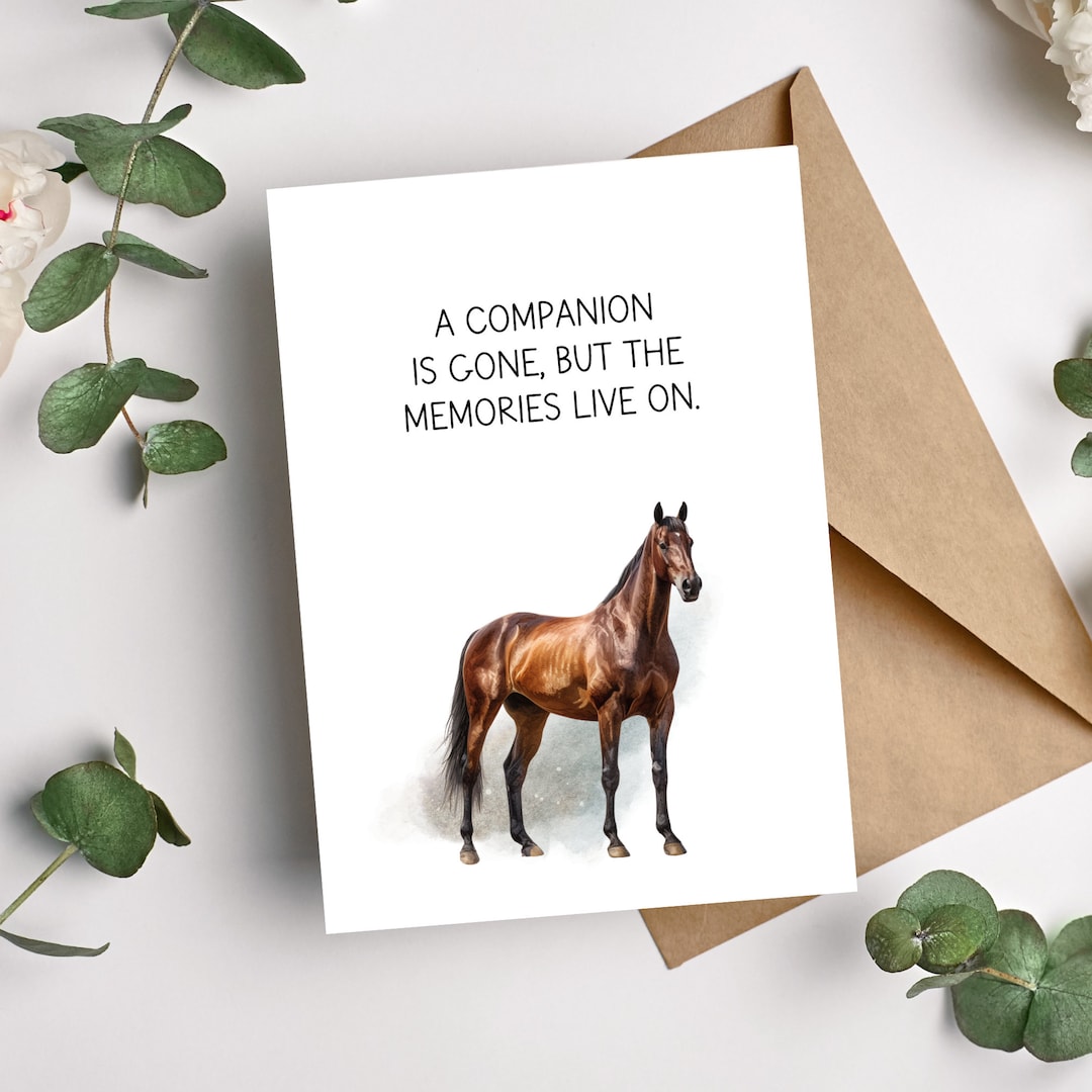 Horse Condolence Card, Bay Horse Sympathy Card, Pet Loss, Horse ...