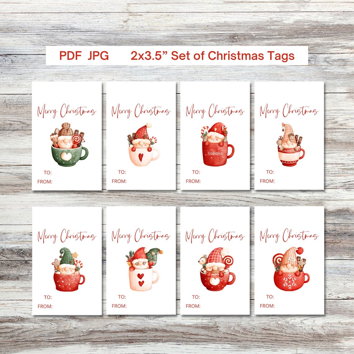 Santa Christmas Gift Tags Holiday Gift Tags Christmas - Etsy