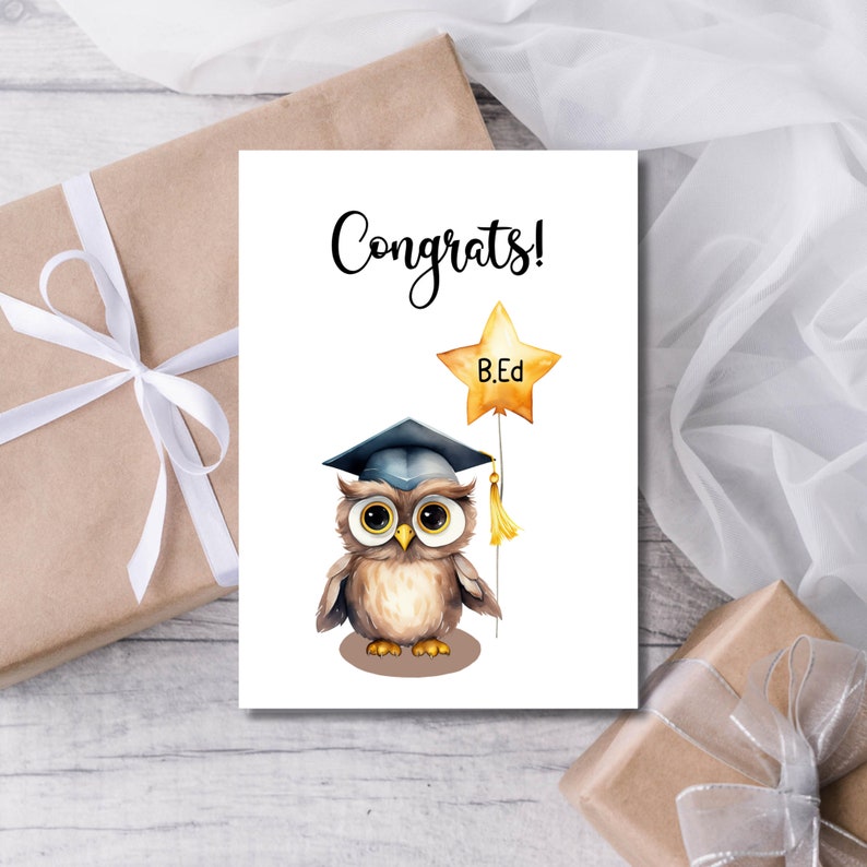 PERSONALIZED College Graduation Gift Card, Owl Graduation Card, College ...