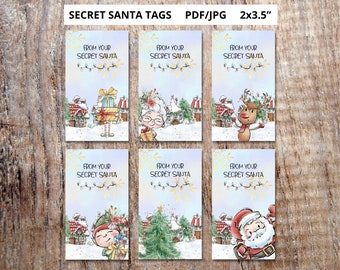 Printable Secret Santa Christmas Gift Tags Printable Gift Tags Holiday ...