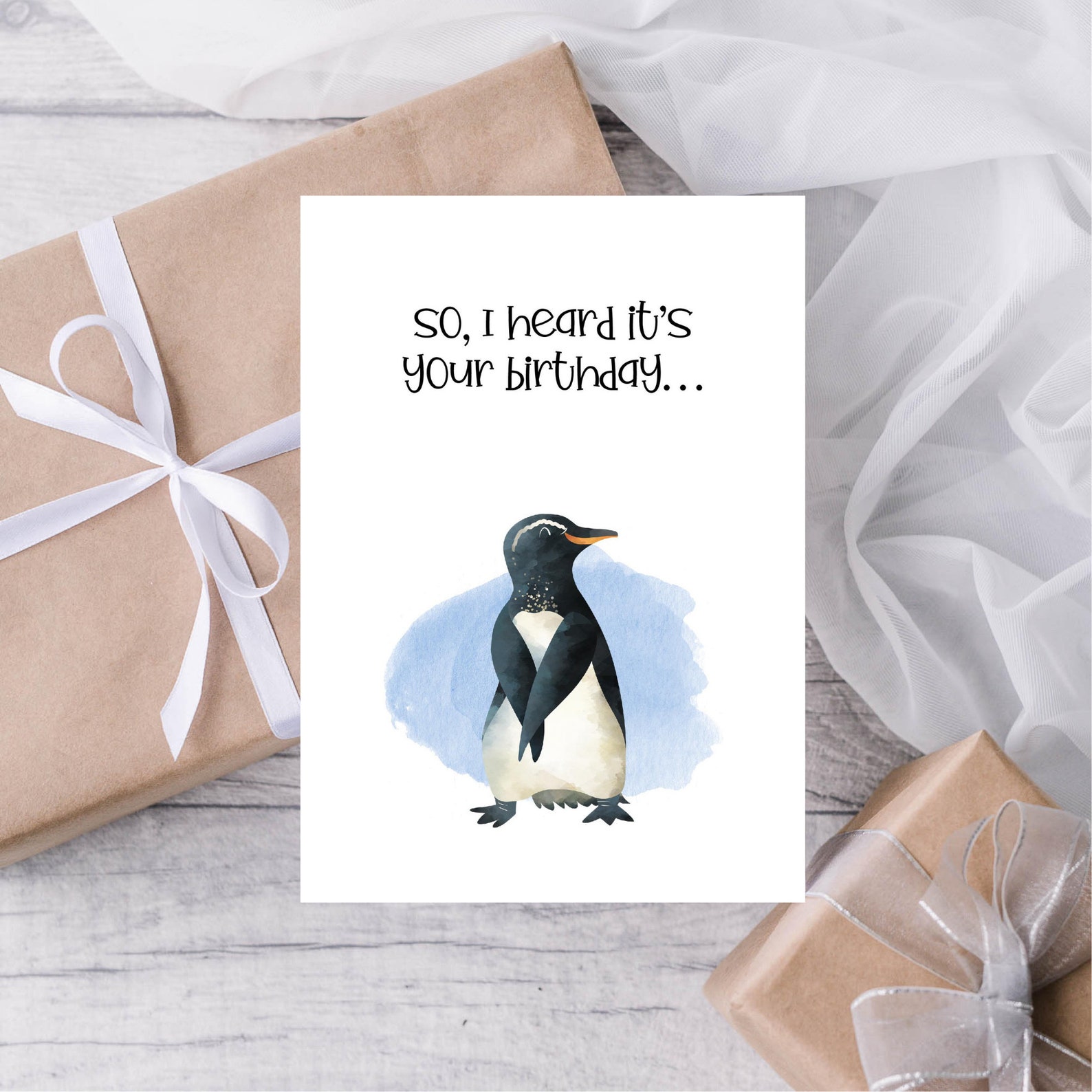 Penguin Birthday Card, Happy Birthday Card, Cute Birthday Card ...