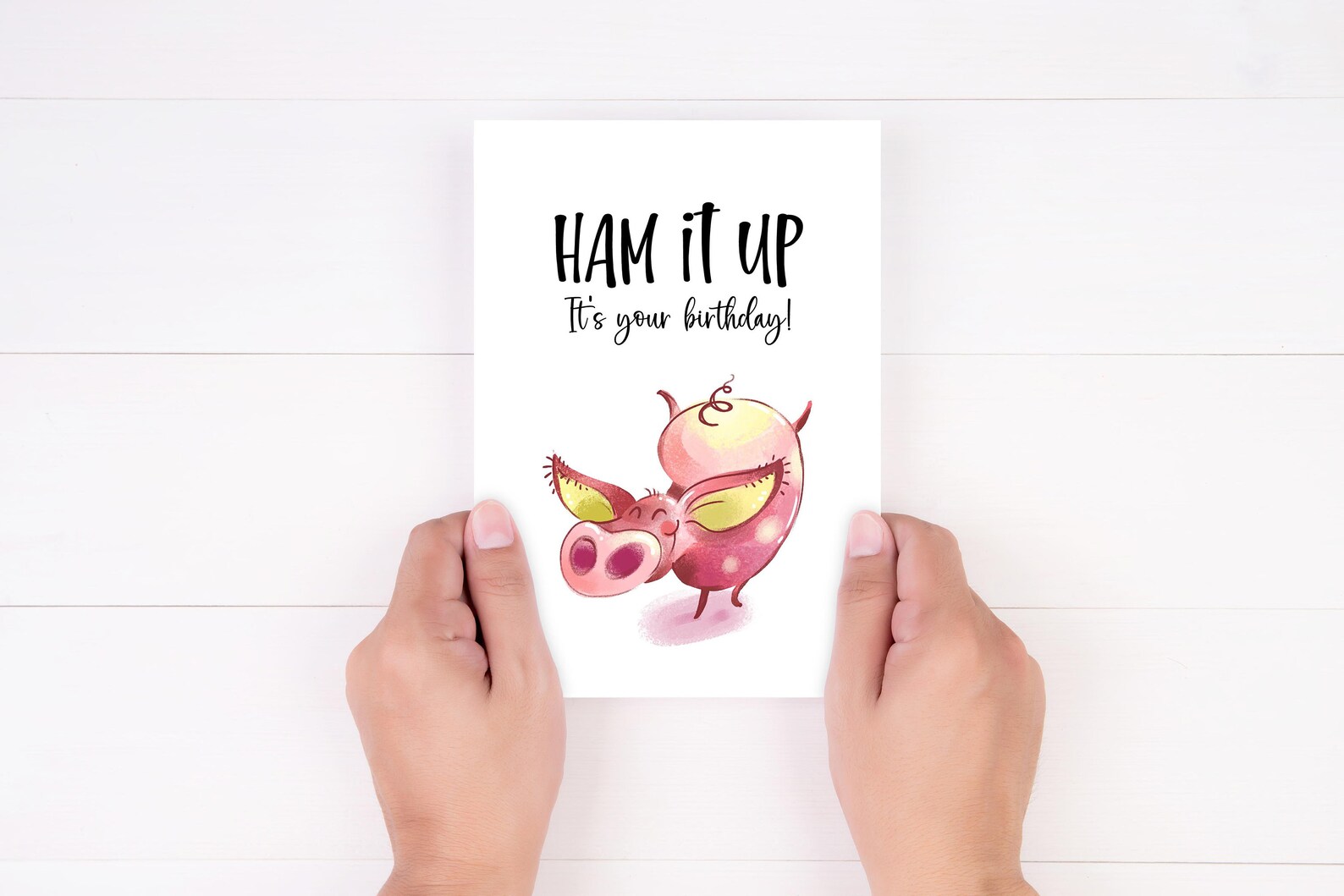 Pig Birthday Card, Ham It up Card, Farm Birthday Card, Happy Birthday ...