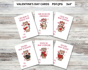 Printable Bear Valentines Day Cards - Etsy