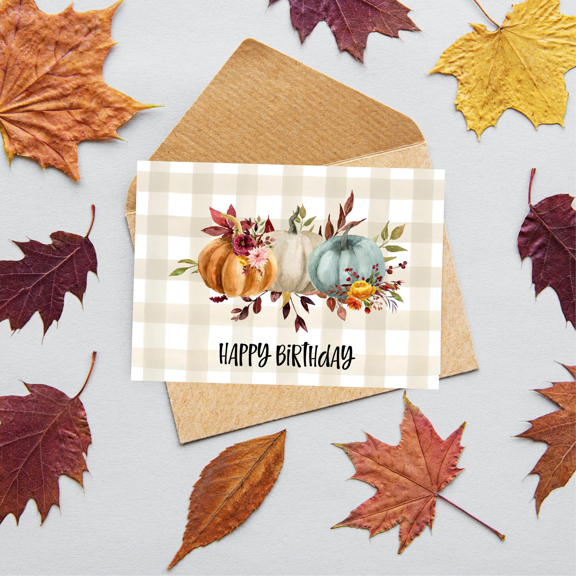 Printable Autumn Birthday Card Fall Birthday Card Happy - Etsy