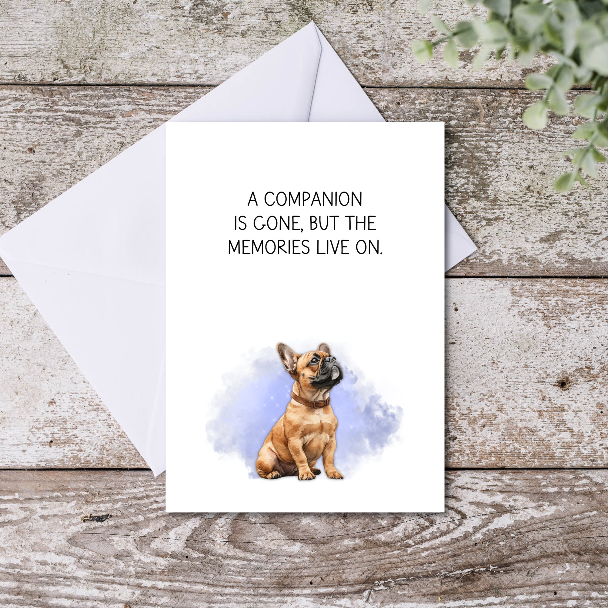 Fawn French Bulldog Condolence Card, Frenchie Sympathy Card, Pet Loss ...