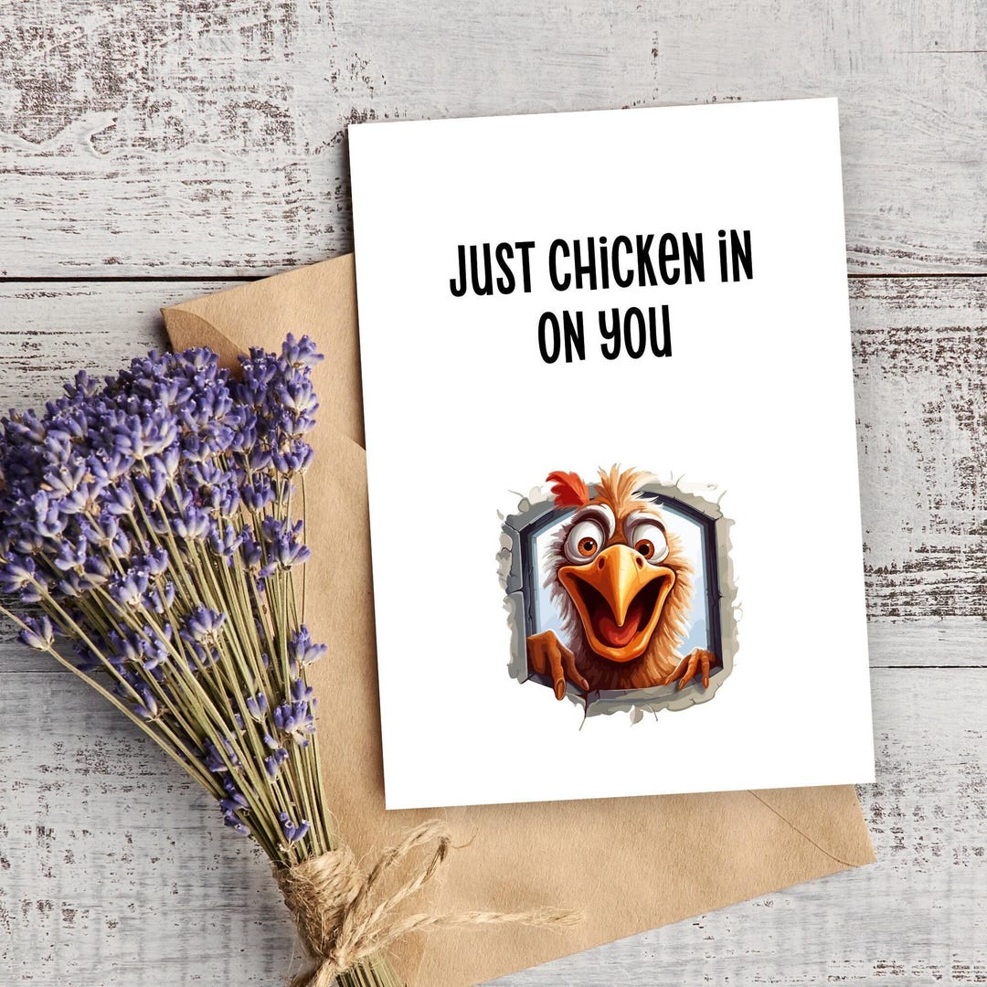 Just Chicken in on You Funny Card, Thinking of You, Get Well Soon Card ...