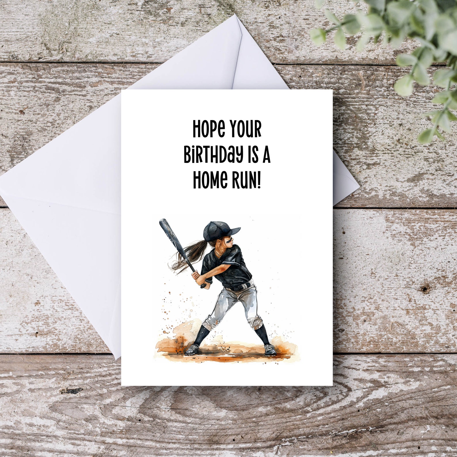 Girl's Baseball Birthday Card: Softball Theme (printable, Instant ...